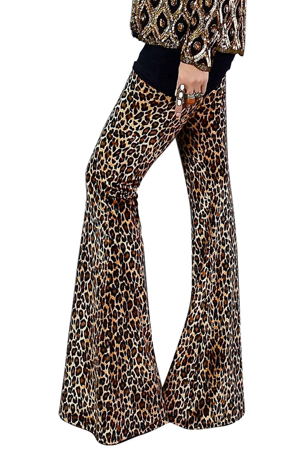 Wholesale Pants & Culotte, Cheap Leopard Animal Print Flare Pants Online