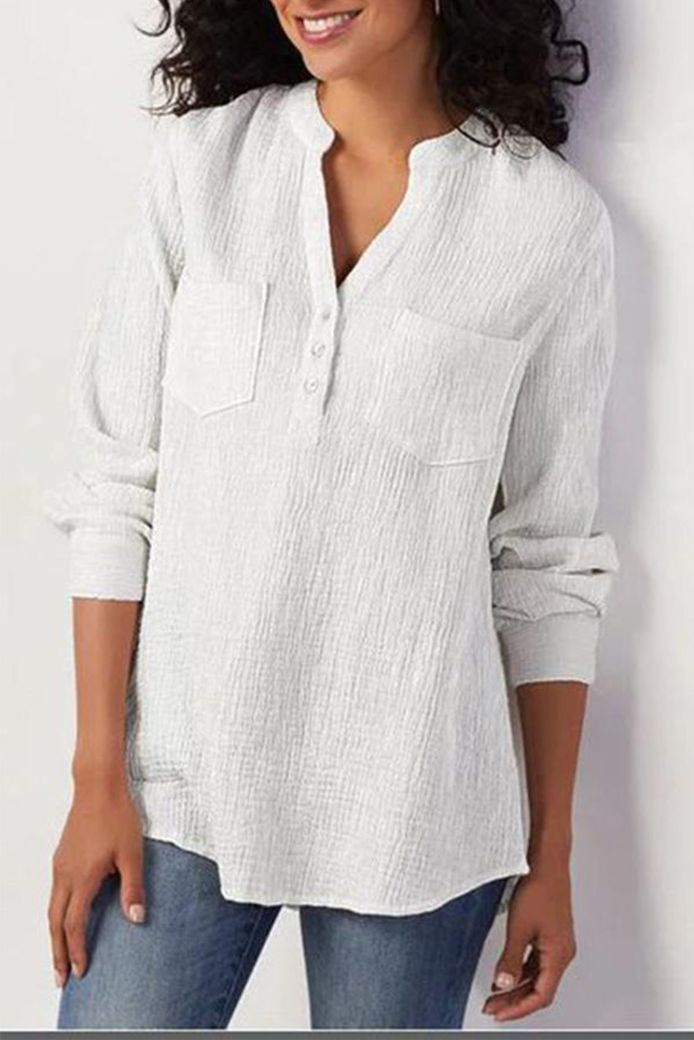 Wholesale Push it production, Cheap White Textured Shirt with Pockets ...