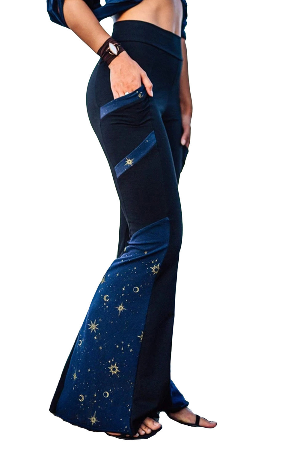 US$8.8 Dark Blue Star Print Bell Pants Wholesale Online