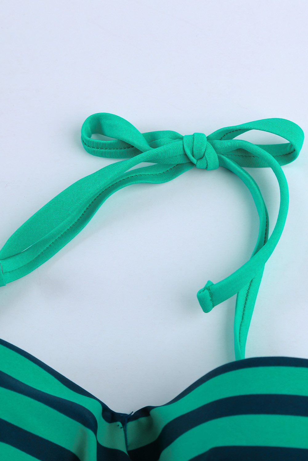 Wholesale Bikinis, Cheap Green Halter Bandeau Striped Bikini Online