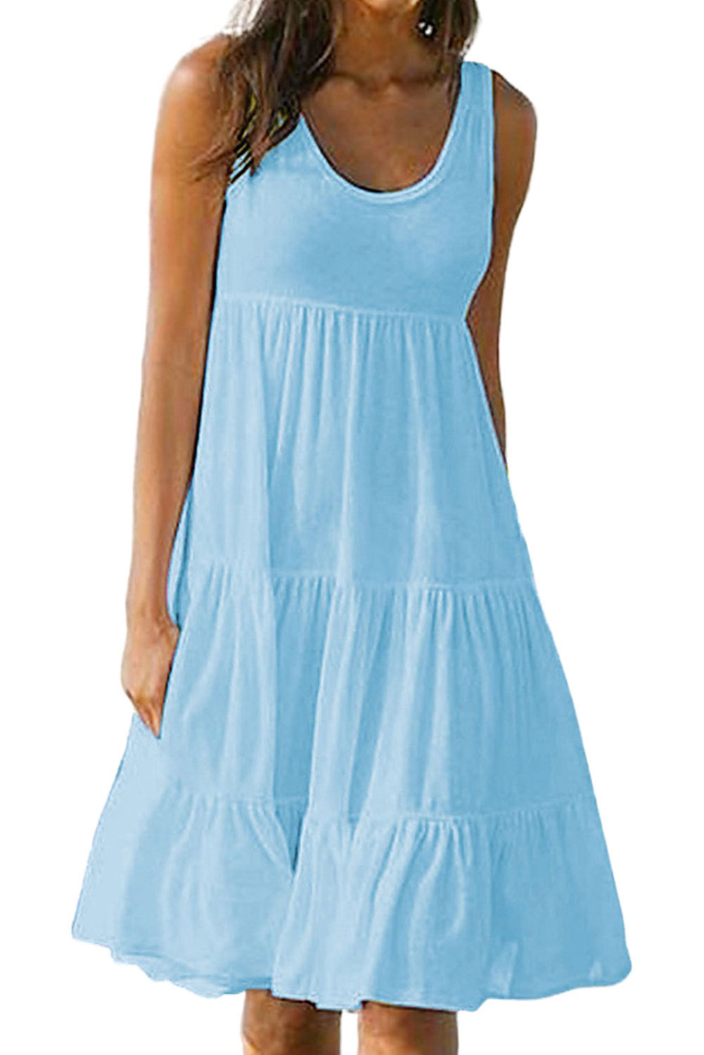 Wholesale Other Category, Cheap Blue Ruffled Layered Knee Length ...